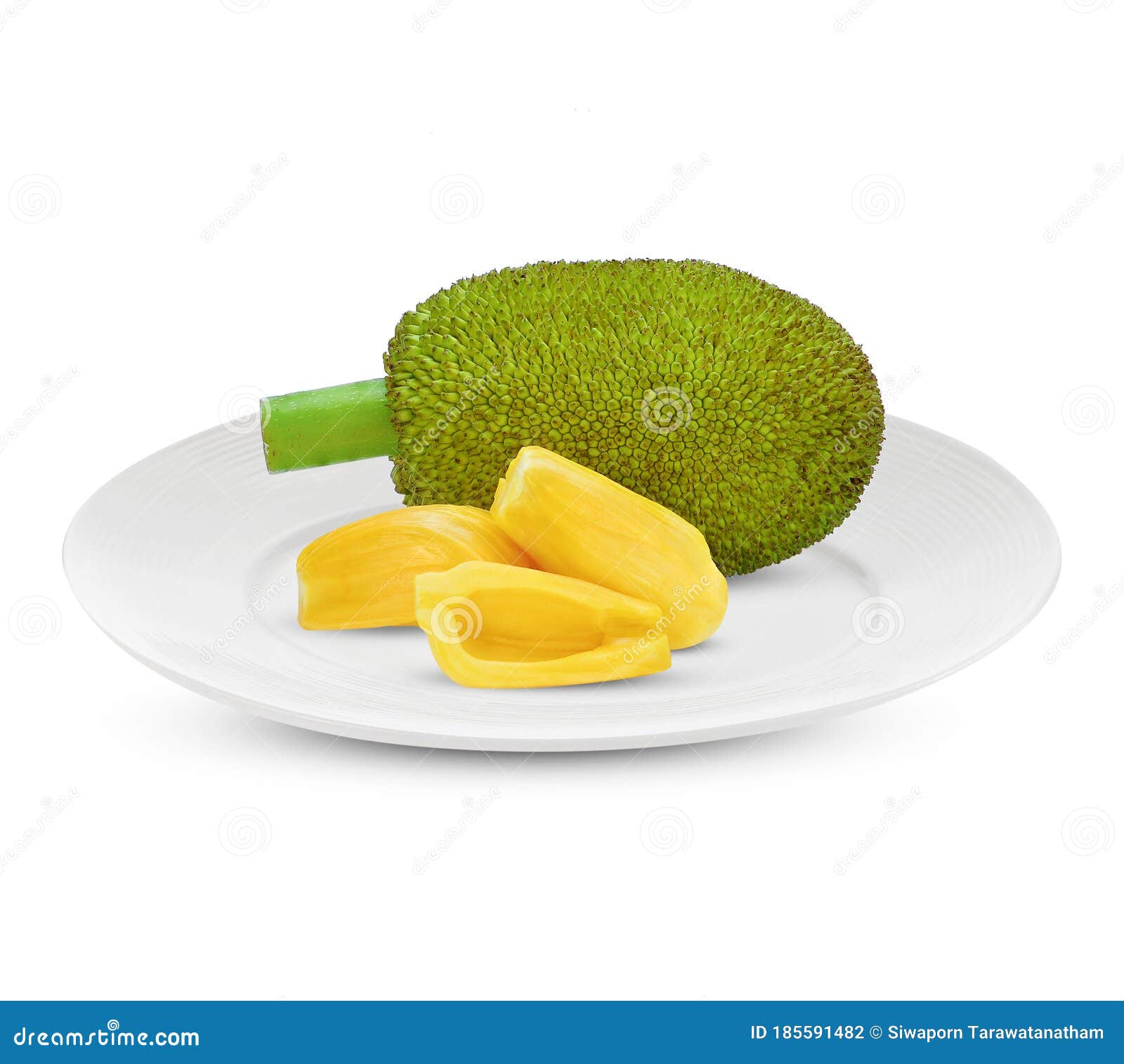 Jackfruit Isolated on White Plate Stock Photo - Image of indigenous ...