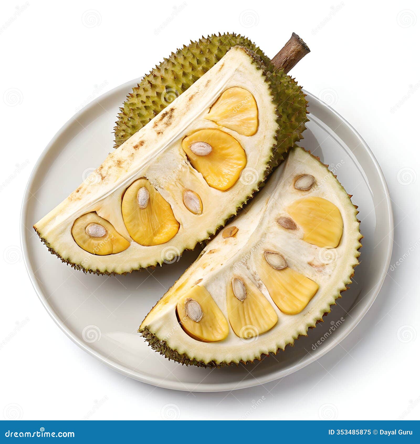 Jackfruit Plate, Top View Isolated on White Background Stock ...