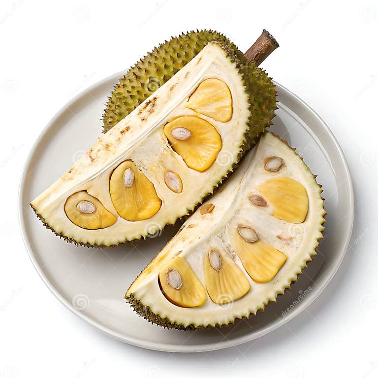 Jackfruit Plate, Top View Isolated on White Background Stock ...