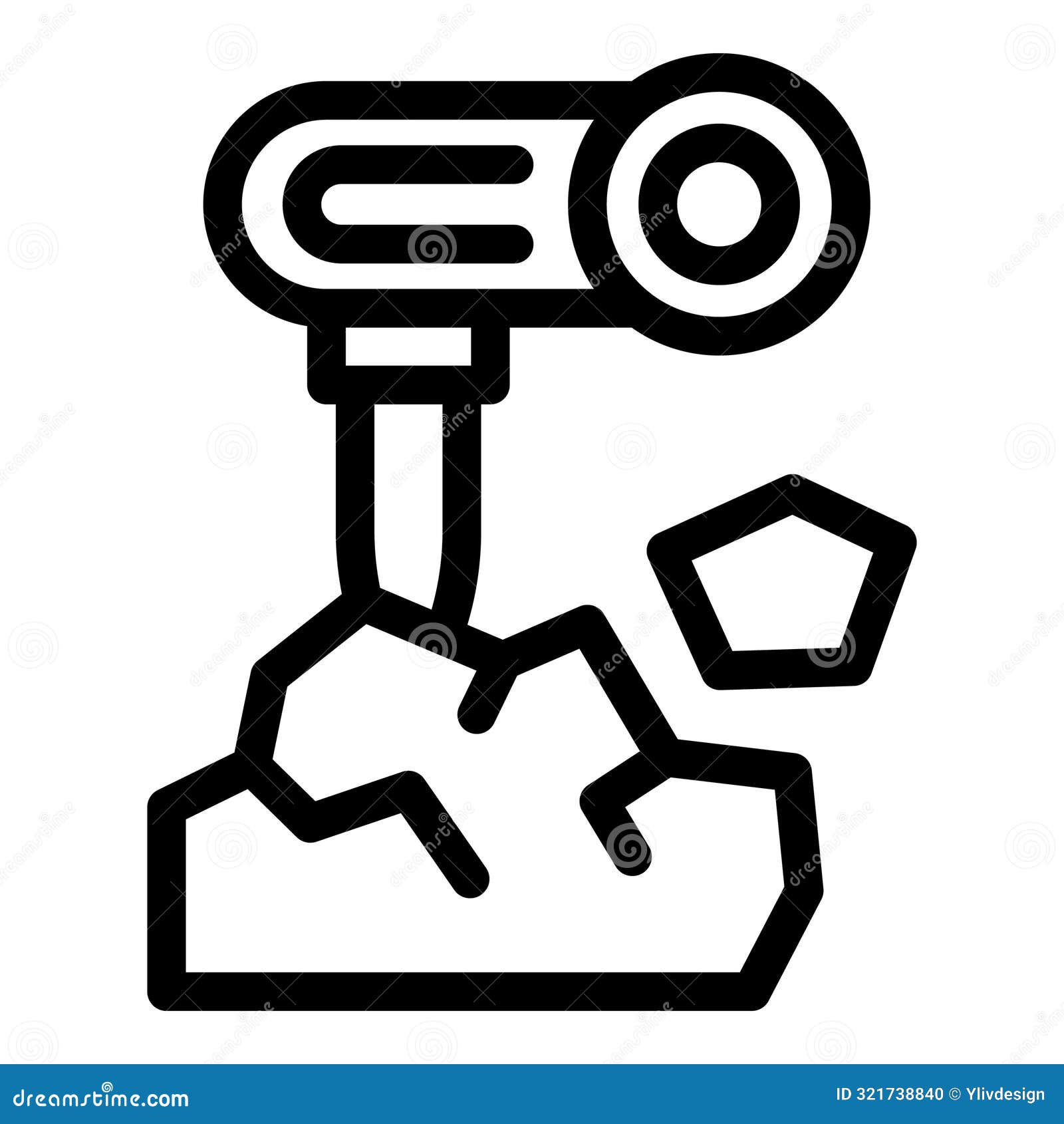 Jackhammer Breaking Ground During Construction Work Icon Vector ...