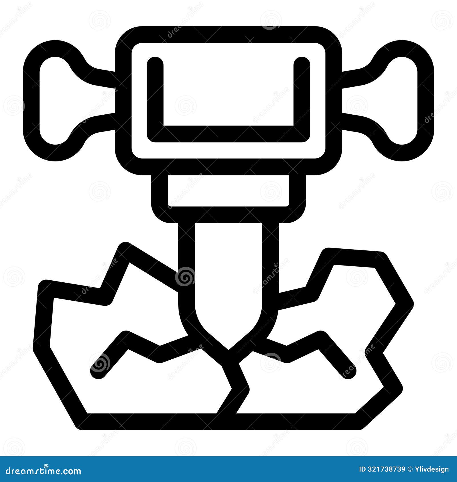 Jackhammer Breaking Ground During Construction Work Icon Vector ...