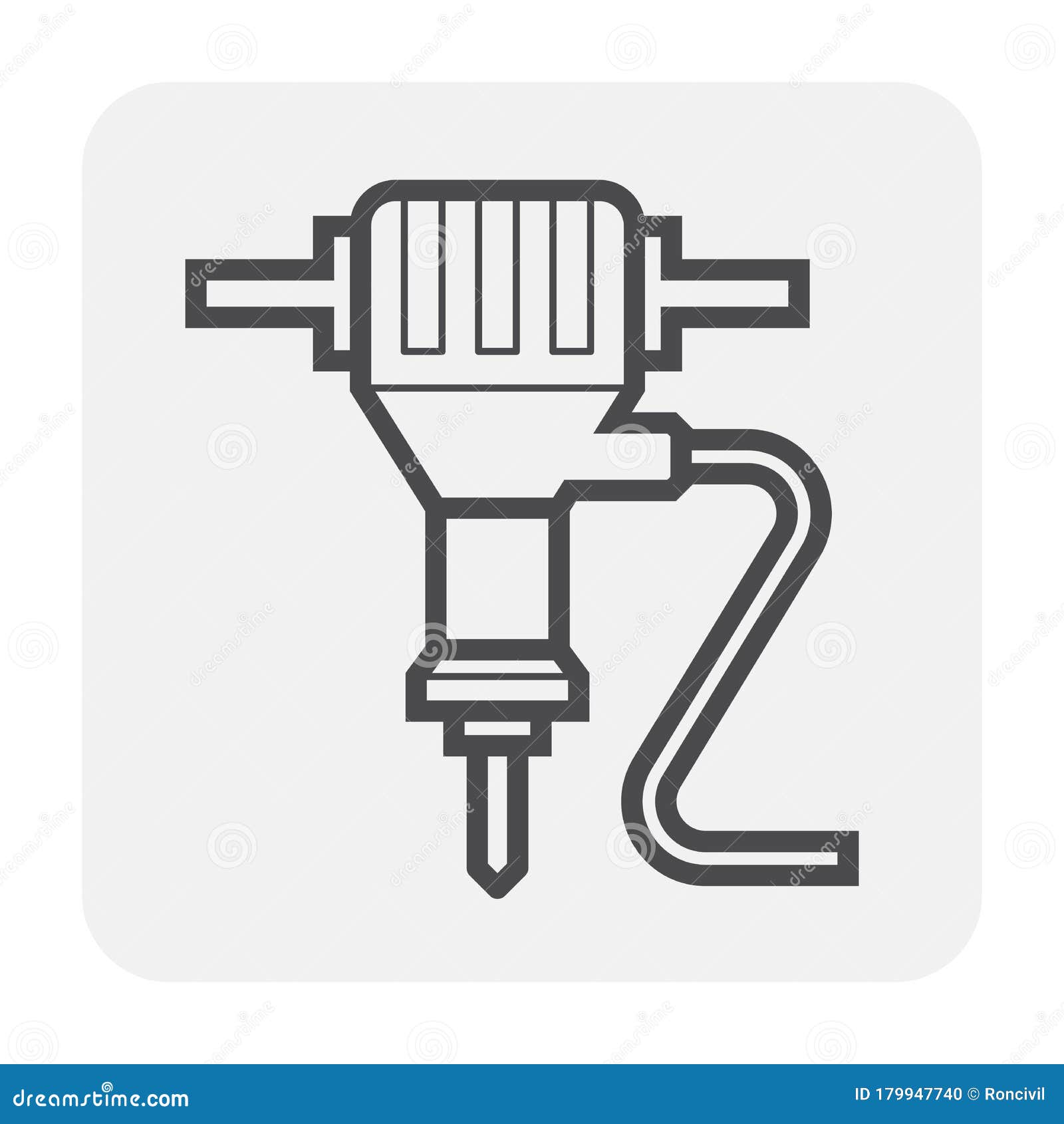 Jackhammer icon black stock vector. Illustration of drill - 179947740