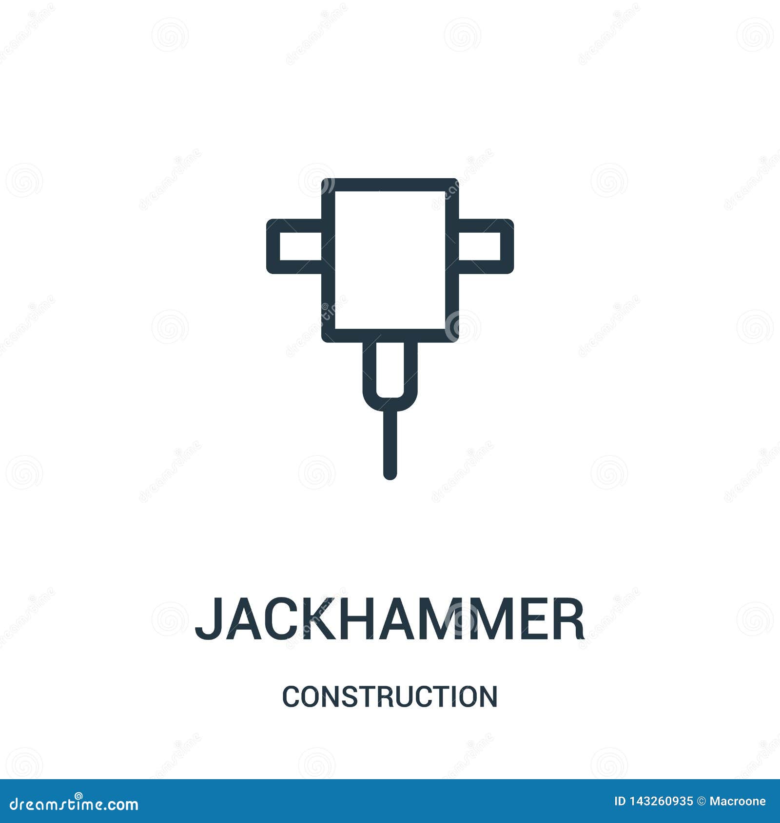 Jackhammer Icon Vector from Construction Collection. Thin Line ...