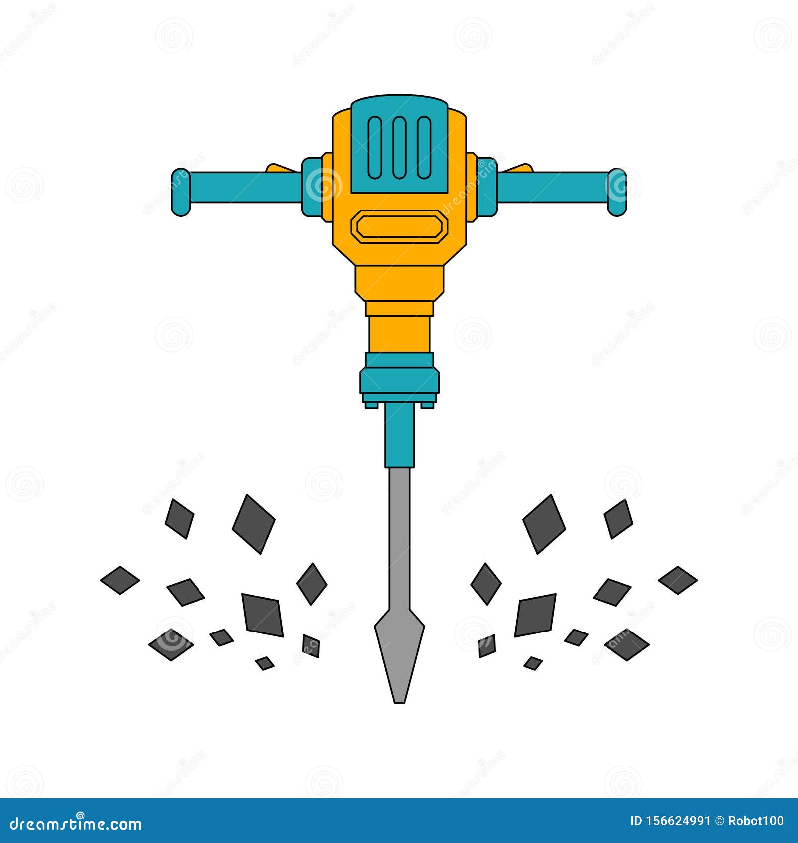 Jackhammer Isolated. Road Worker Tool Stock Vector - Illustration of ...