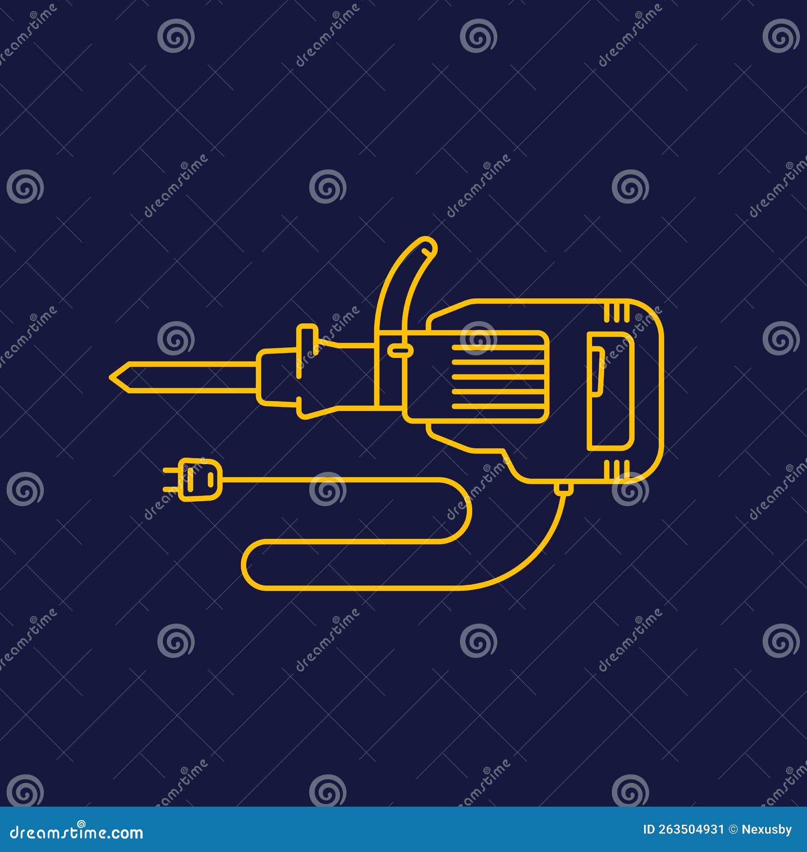 Jackhammer Line Icon, Electric Power Tool Vector Stock Vector ...