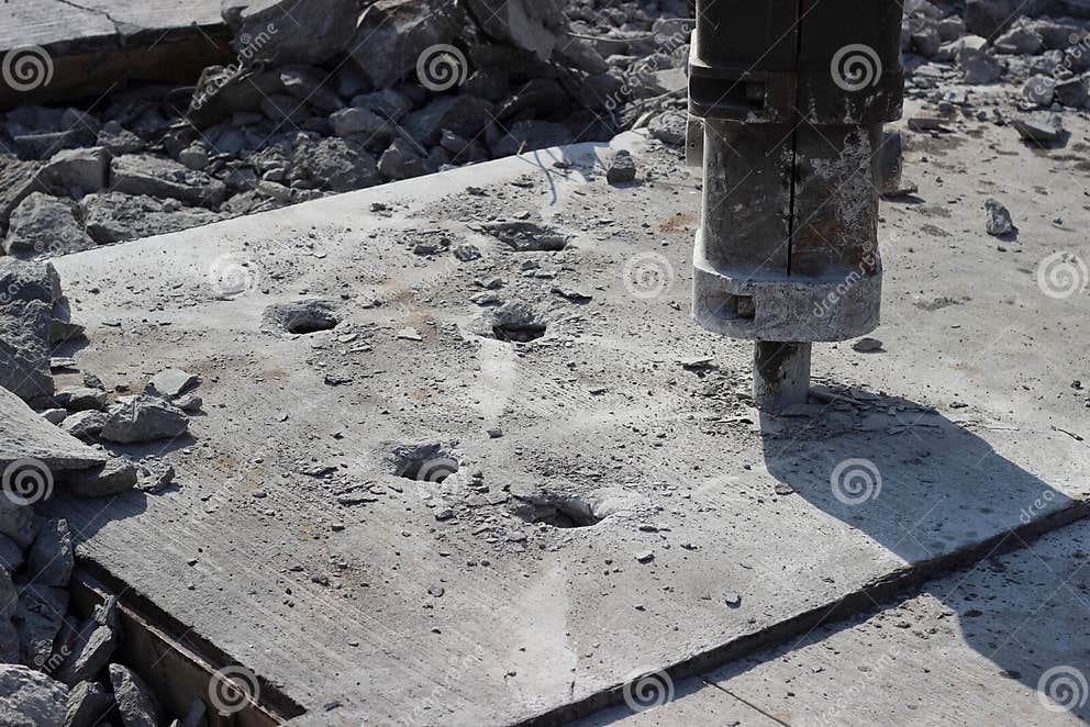 Jackhammer Smashing Concrete Stock Image - Image of breaking, pavement ...