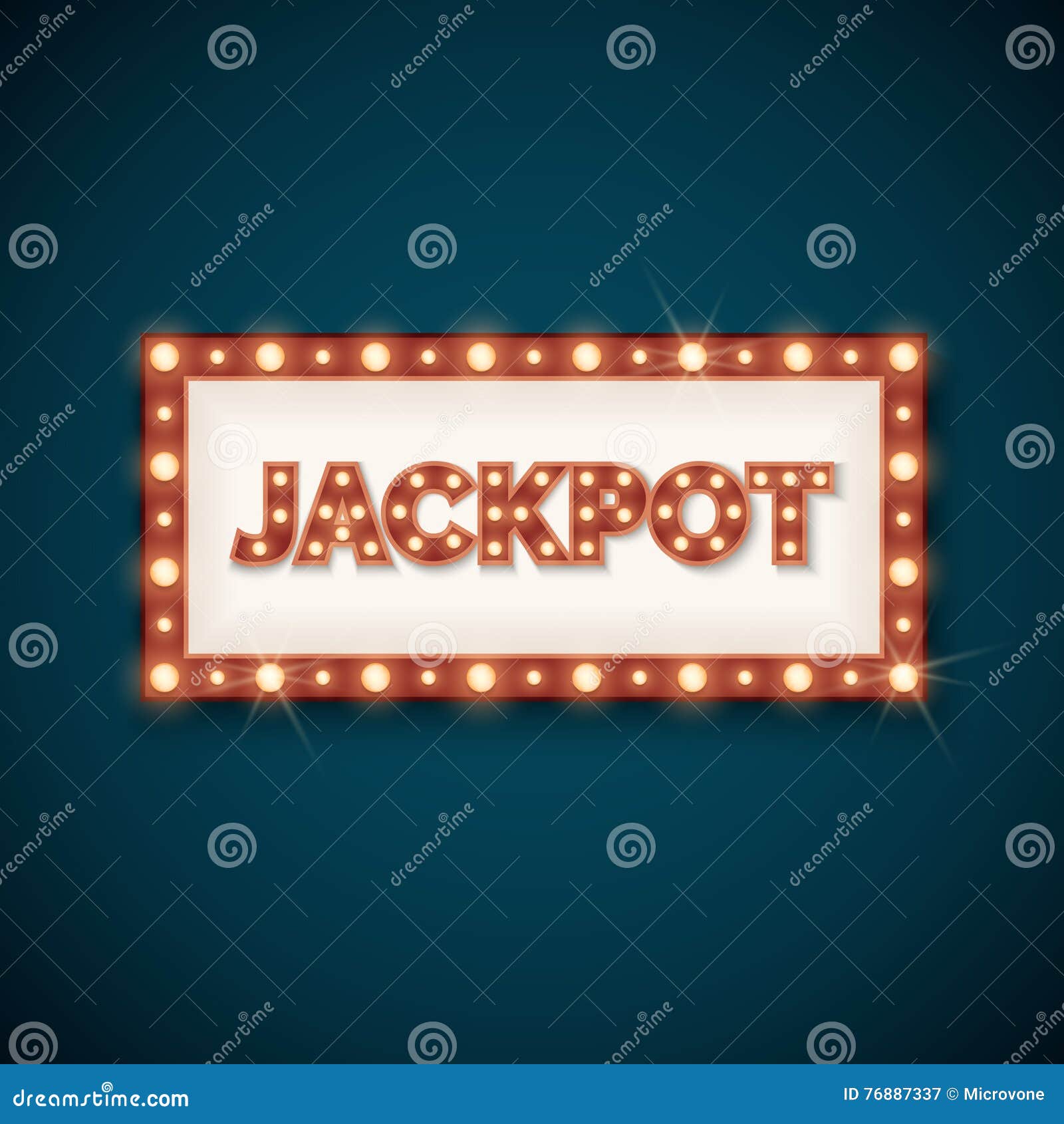 Jackpot Banner with Retro Luminous Frame Vector Illustration Stock ...