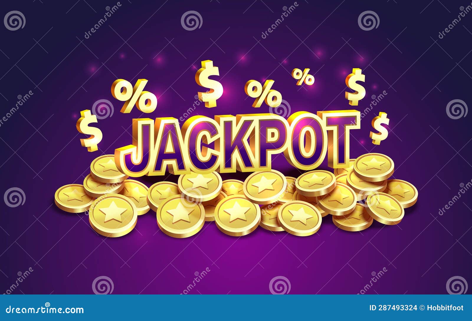 Jackpot Golden Coins, Financial Winner Jackpot. Vector Illustration ...