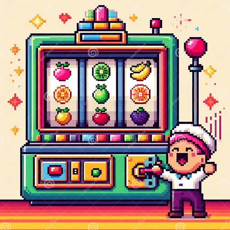 Jackpot Machine Vector Portrait,pixel Art Stock Illustration - Illustration of poster, cartoon ...