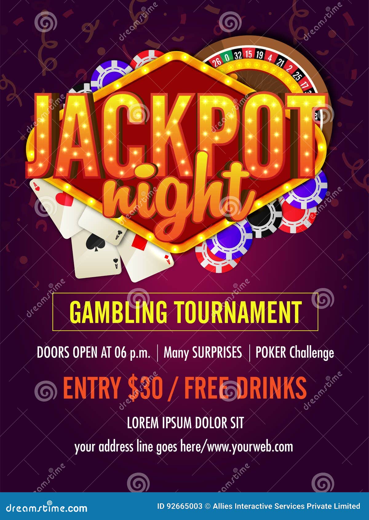 Jackpot Night Flyer Design Concept. Stock Illustration - Illustration ...