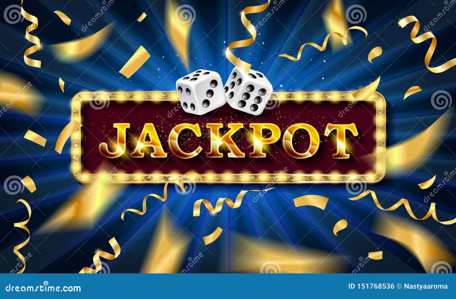 Jackpot sign with dice stock illustration. Illustration of lamp - 151768536