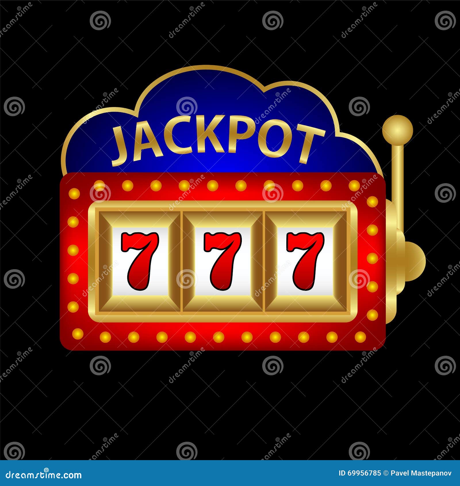 Jackpot on a slot machine stock vector. Illustration of money - 69956785