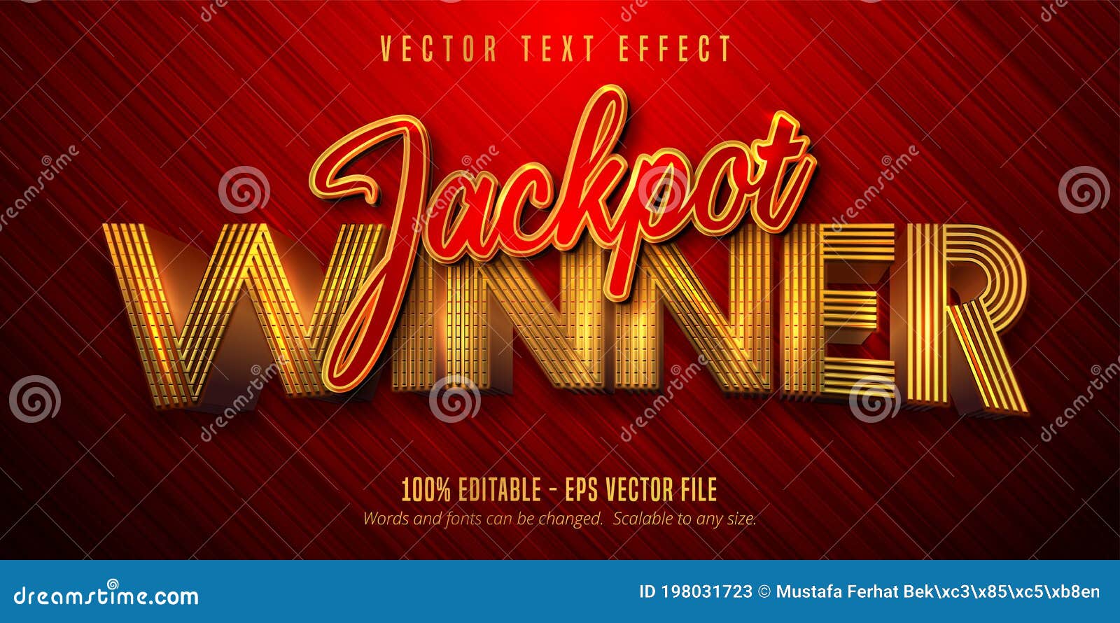 Jackpot Winner Text, Shiny Golden and Red Color Style Editable Text ...