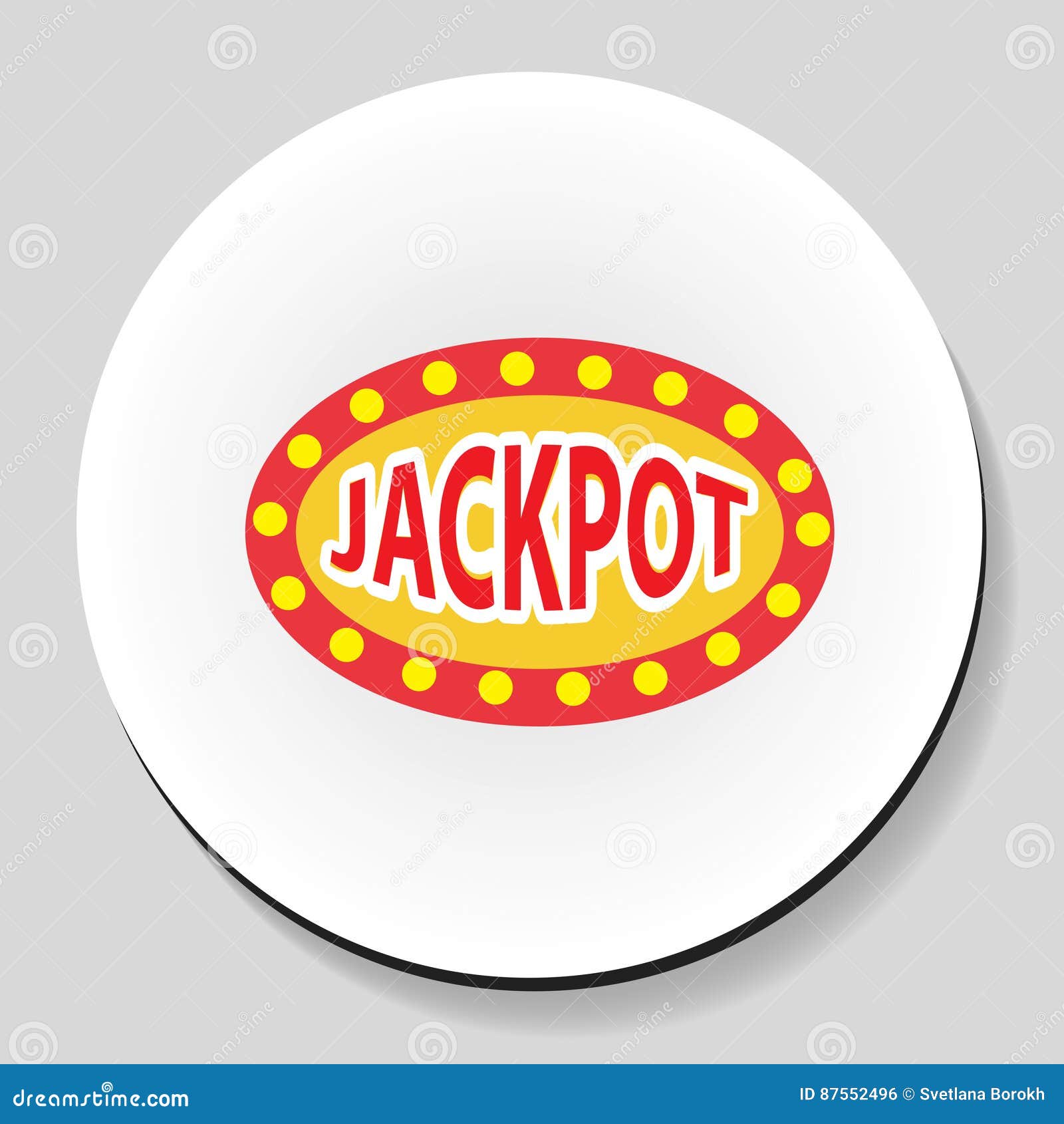 Jackpot Winnings Inscription Sticker Icon Flat Style. Vector ...