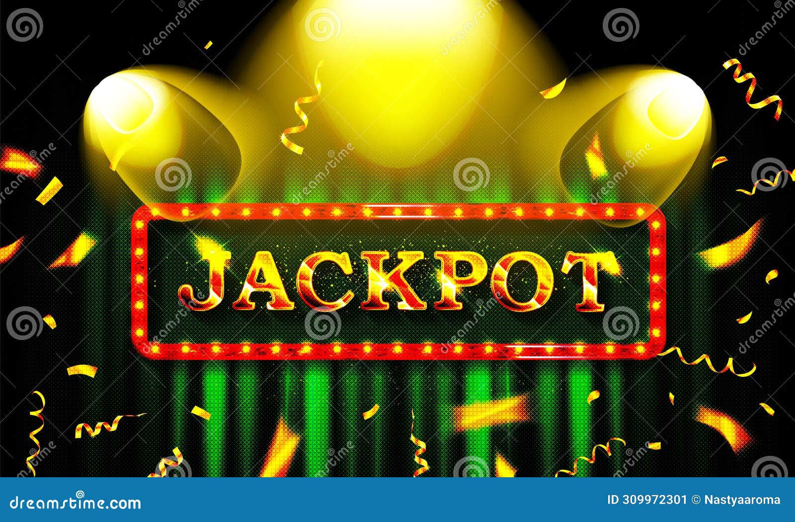 Jackpot Word on Banner with Green Curtains Stock Vector - Illustration ...