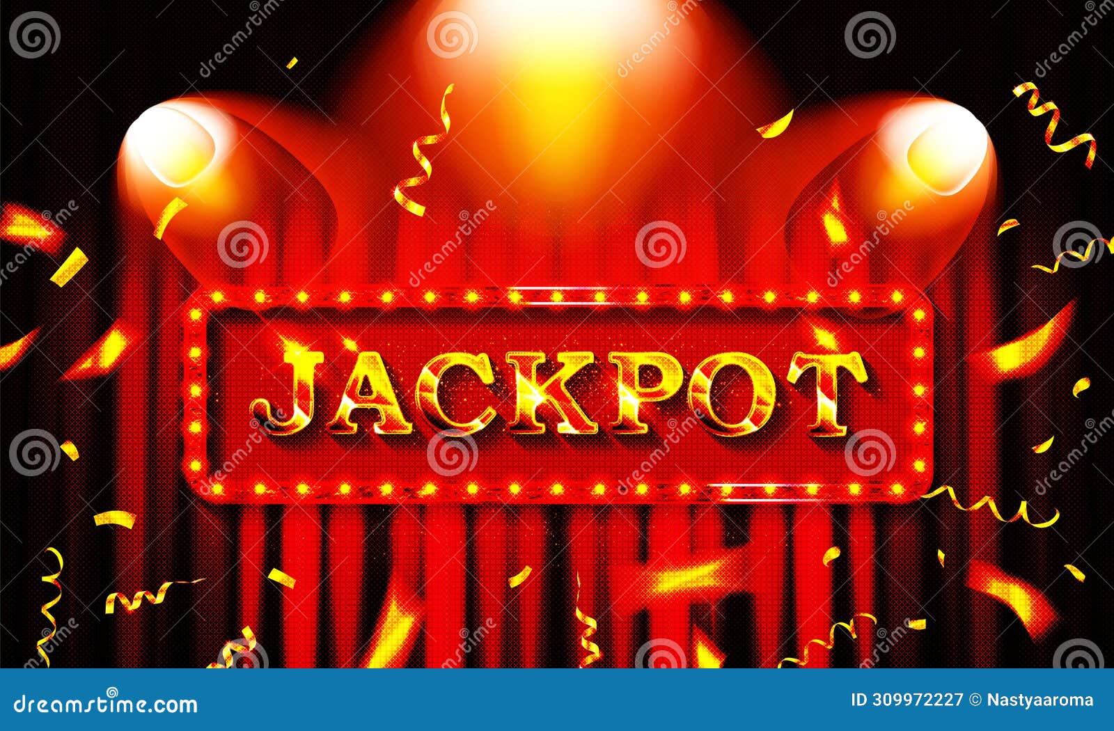 Jackpot Word on Banner with Red Curtains Stock Vector - Illustration of ...
