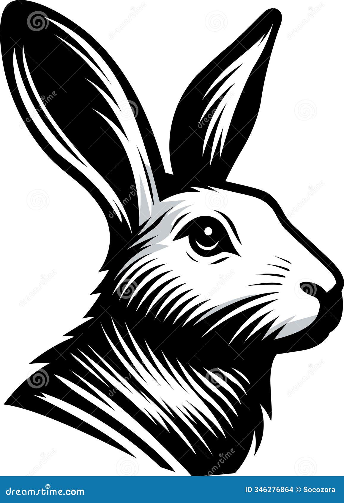 Jackrabbit Black and White Silhouette Vector Stock Illustration ...