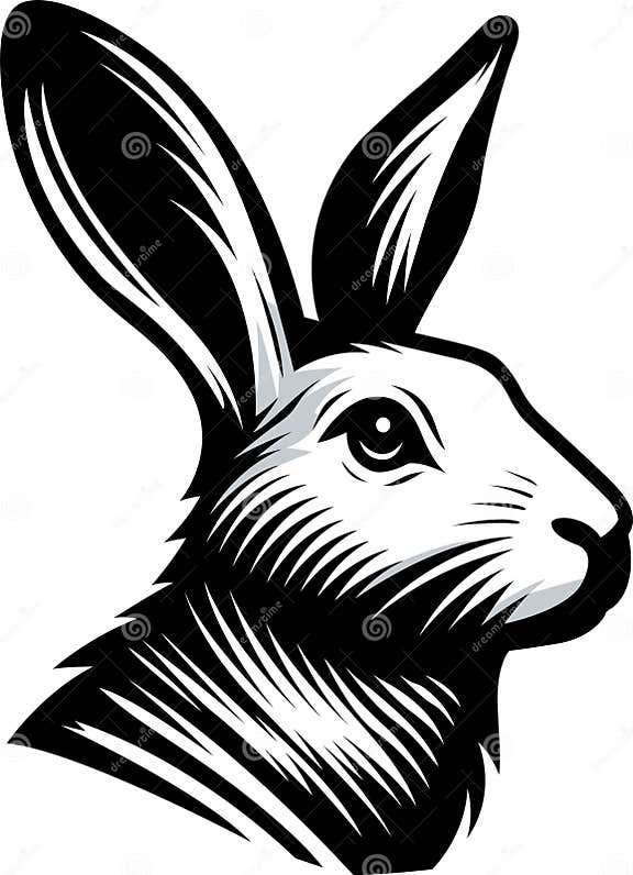 Jackrabbit Black and White Silhouette Vector Stock Illustration ...