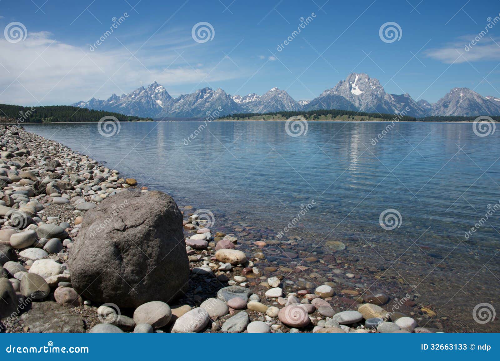 Jackson Lake & Grand Tetons Stock Image - Image of wyoming, rocks: 32663133
