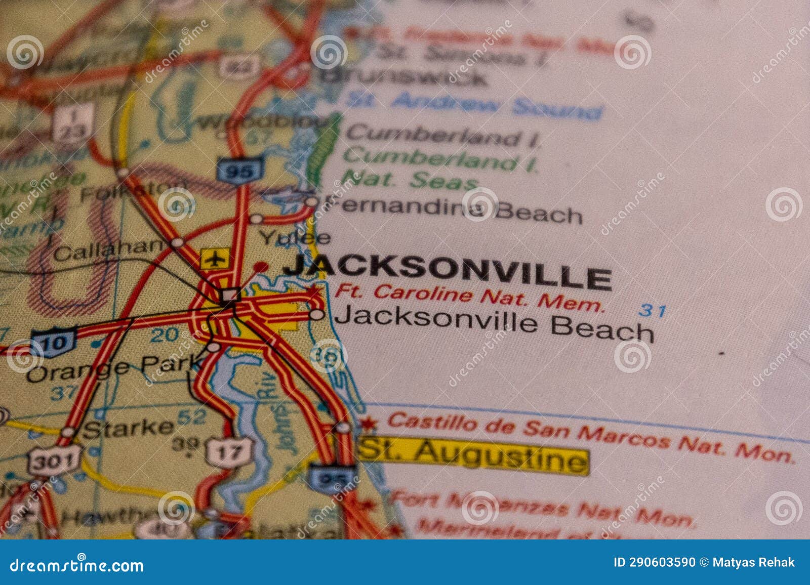 Jacksonville, Florida, USA on a Road Ma Stock Photo - Image of travel ...