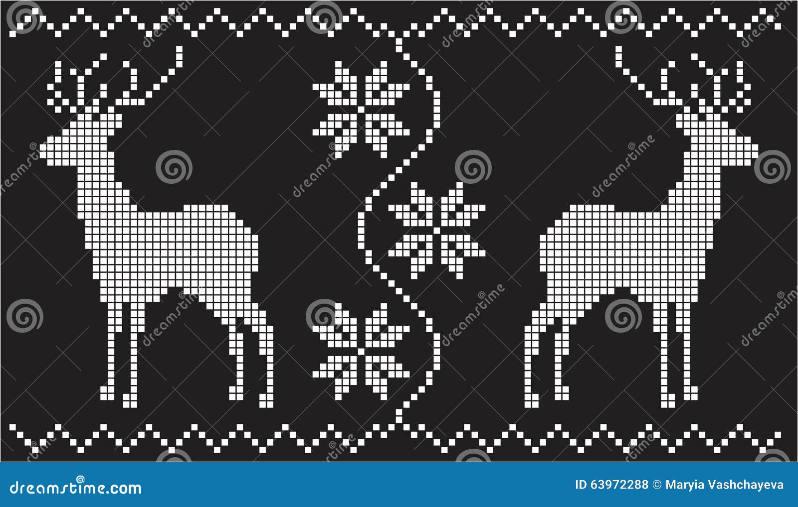 Jacquard Snowflake and Deer Geometric Pattern Stock Vector ...