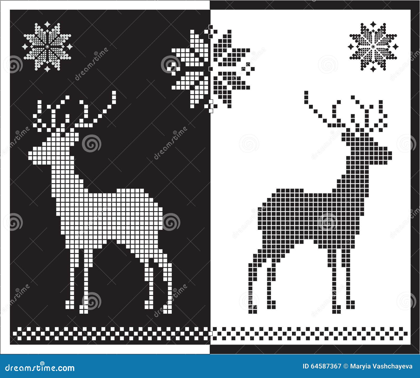 Jacquard Snowflake and Deer Stock Vector - Illustration of drawing ...