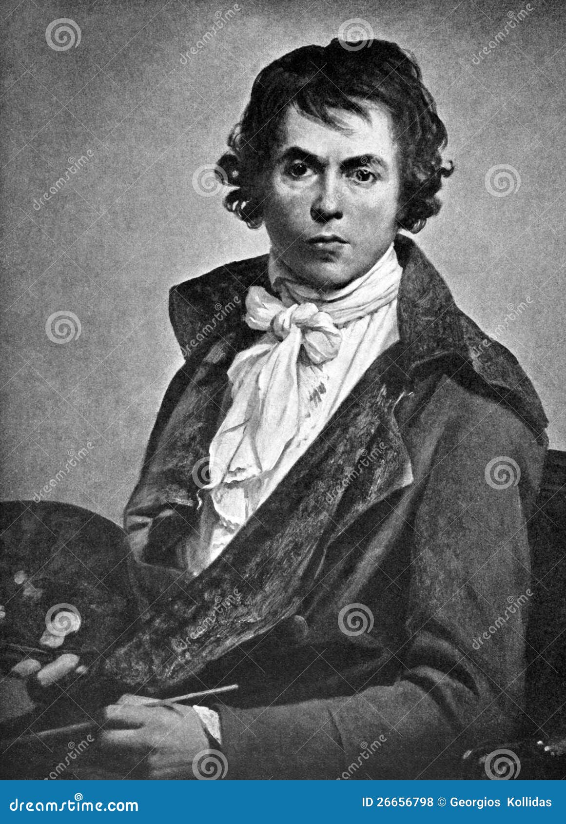 The Jacques-Louis David`s Portrait, The French Painter In The Old Book ...