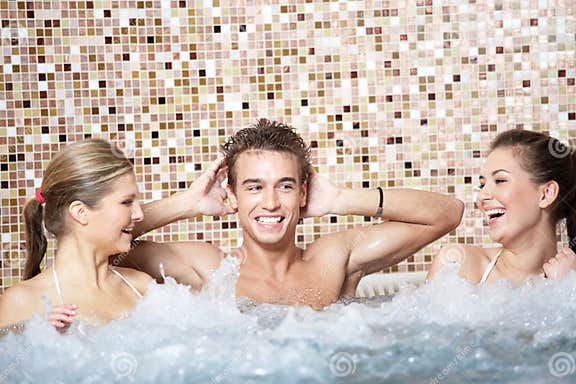 In a jacuzzi stock photo. Image of model, health, enjoyment - 12869838