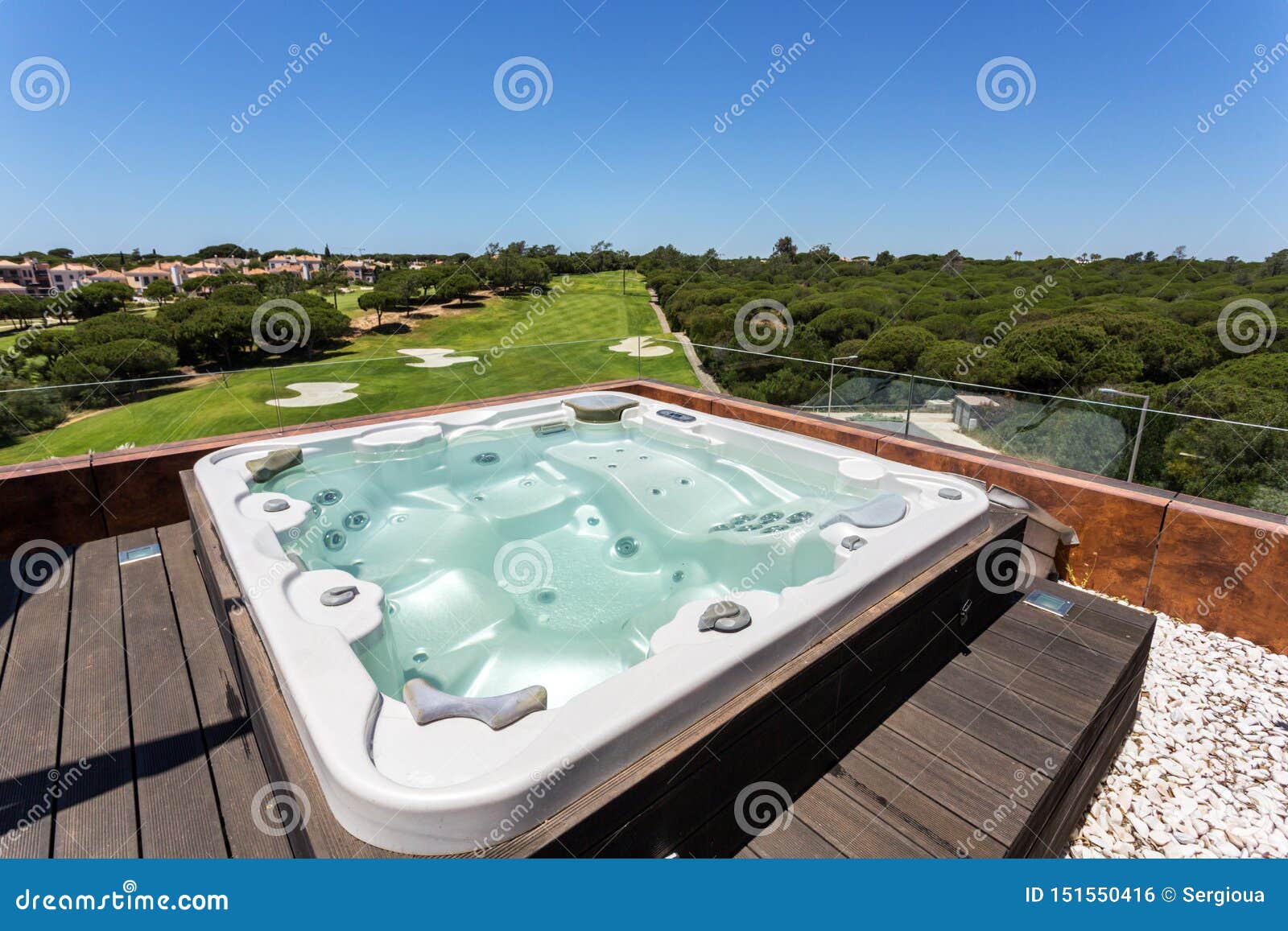 Jacuzzi Bath with Hydromassage on the Roof of the Villa. Stock Photo ...