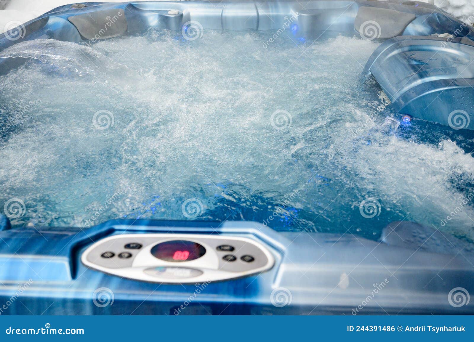 In the Jacuzzi is Gaining Water Close Up, Relaxing in the Spa. Stock ...