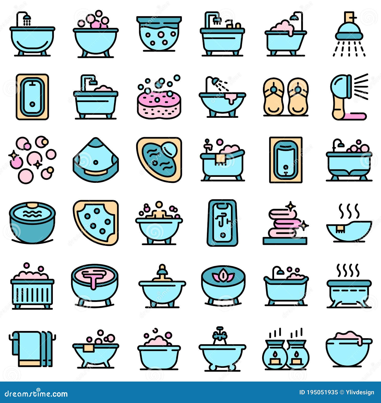 Jacuzzi Icons Set Vector Flat Stock Vector - Illustration of hygiene ...