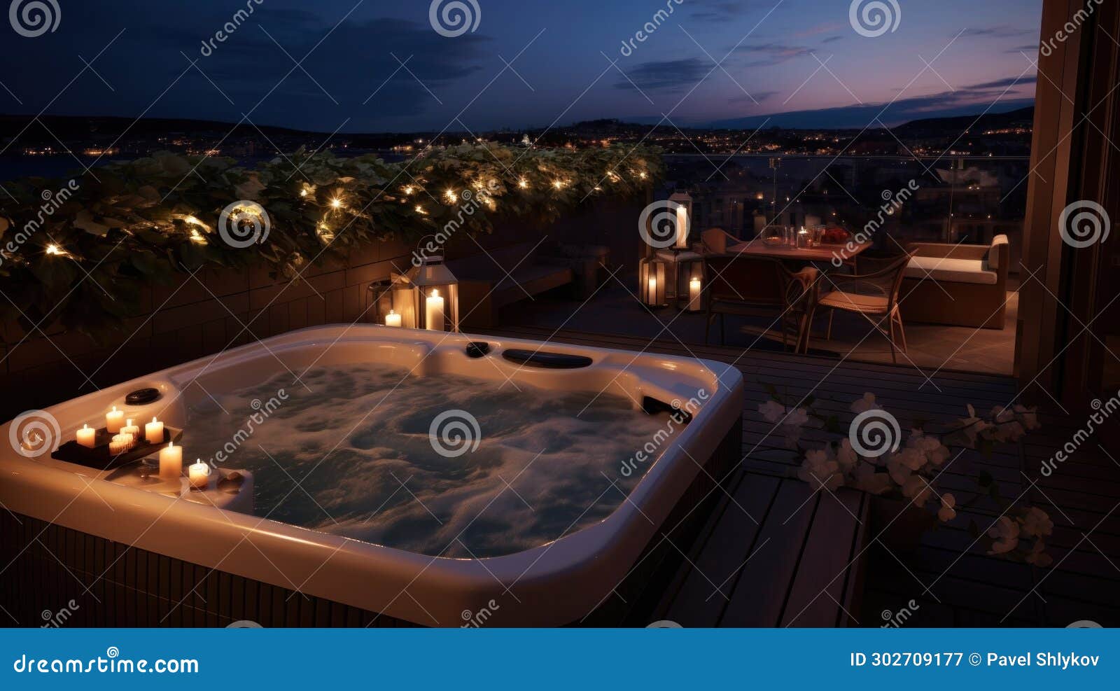 Jacuzzi on the Terrace of Luxury Hotel. Spa Complex, Vacation and ...