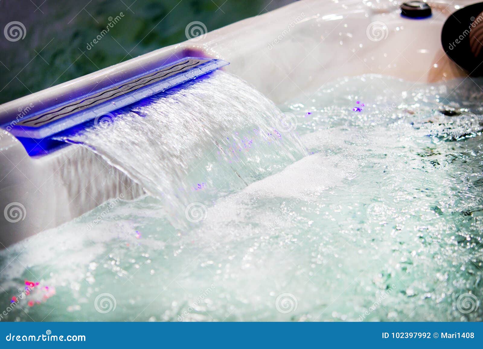 Jacuzzi Waterfall Bath with Water Stock Photo - Image of fresh ...
