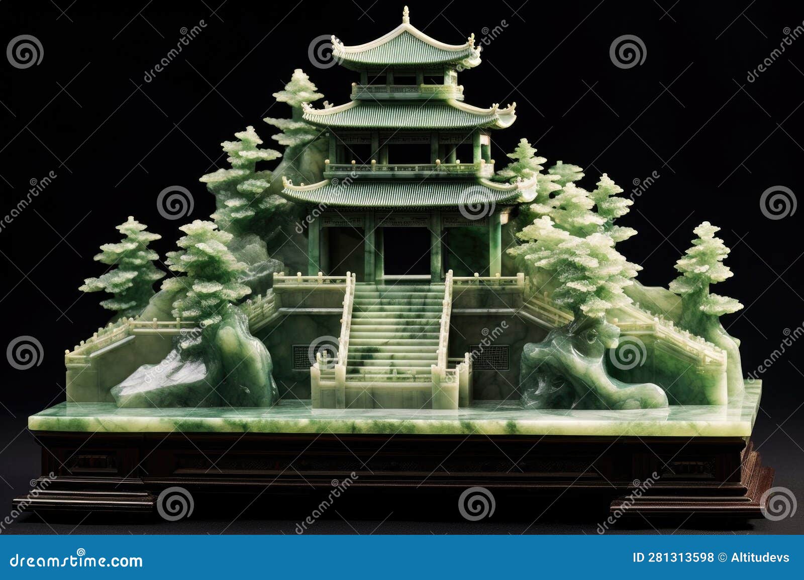 Jade Carving of Ancient Chinese Architecture Stock Illustration ...