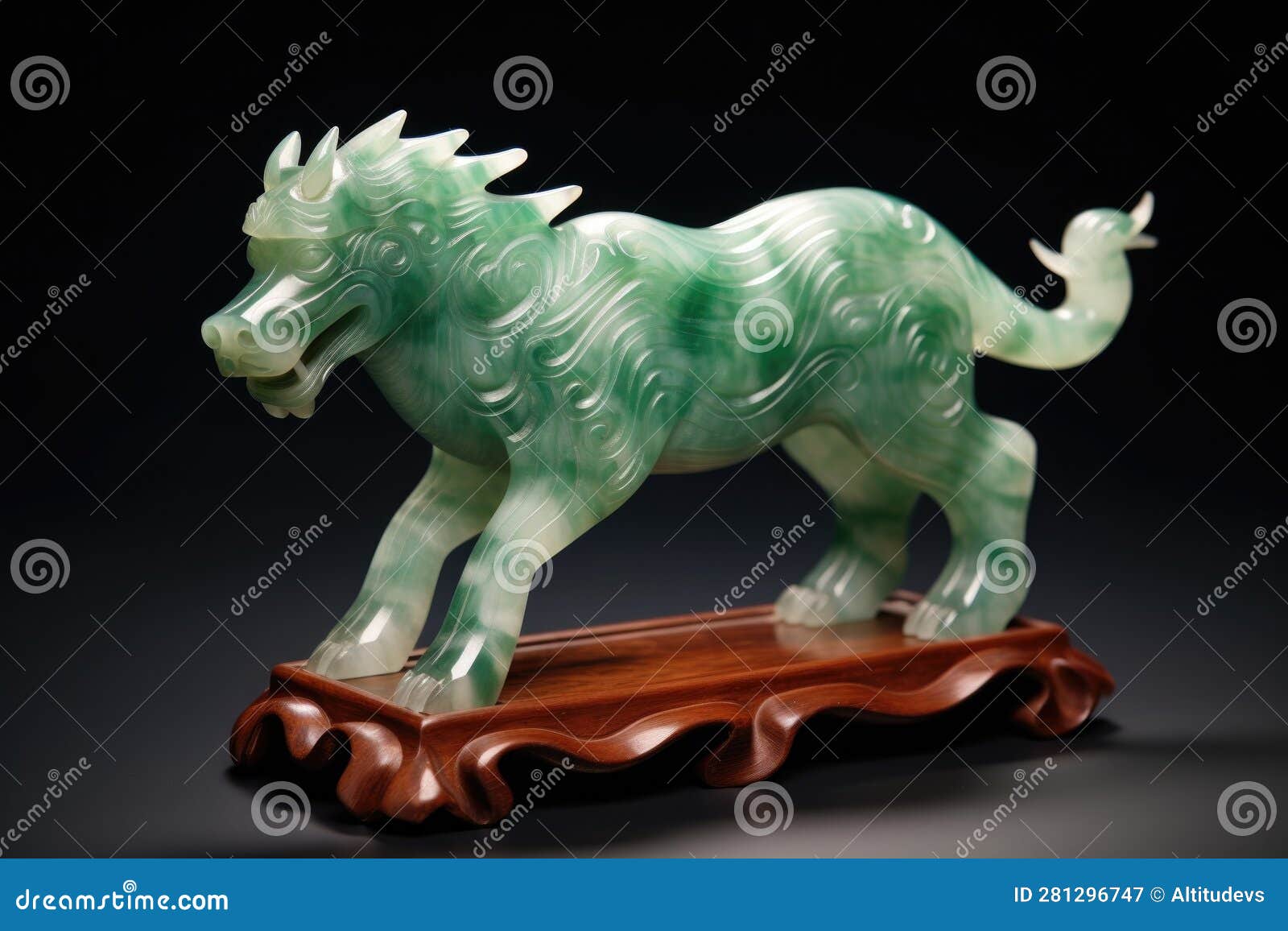 Jade Carving of Mythical Chinese Creature Qilin Stock Illustration ...