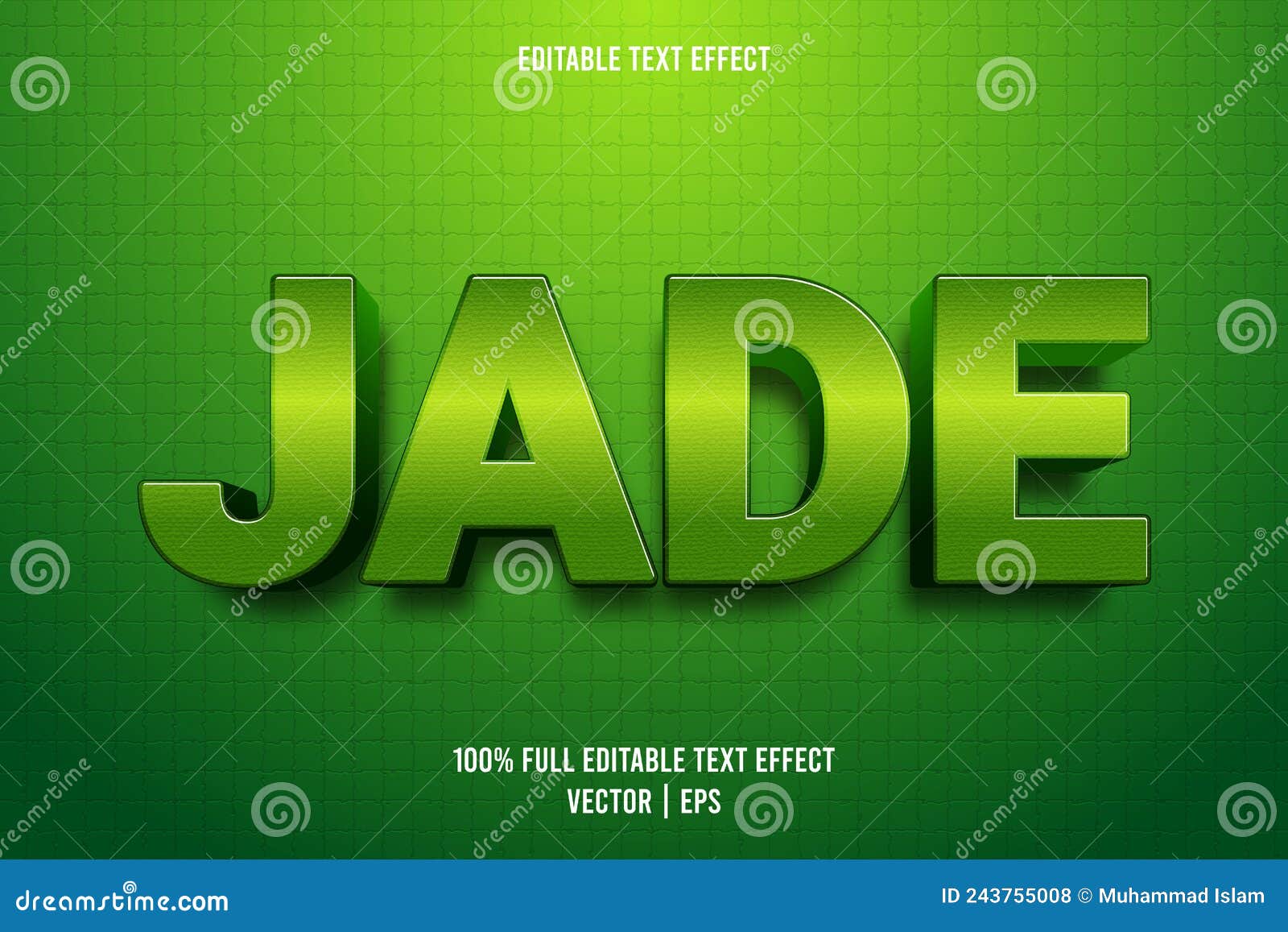 Jade Editable Text Effect Glossy Green Cartoon Style Stock Vector ...