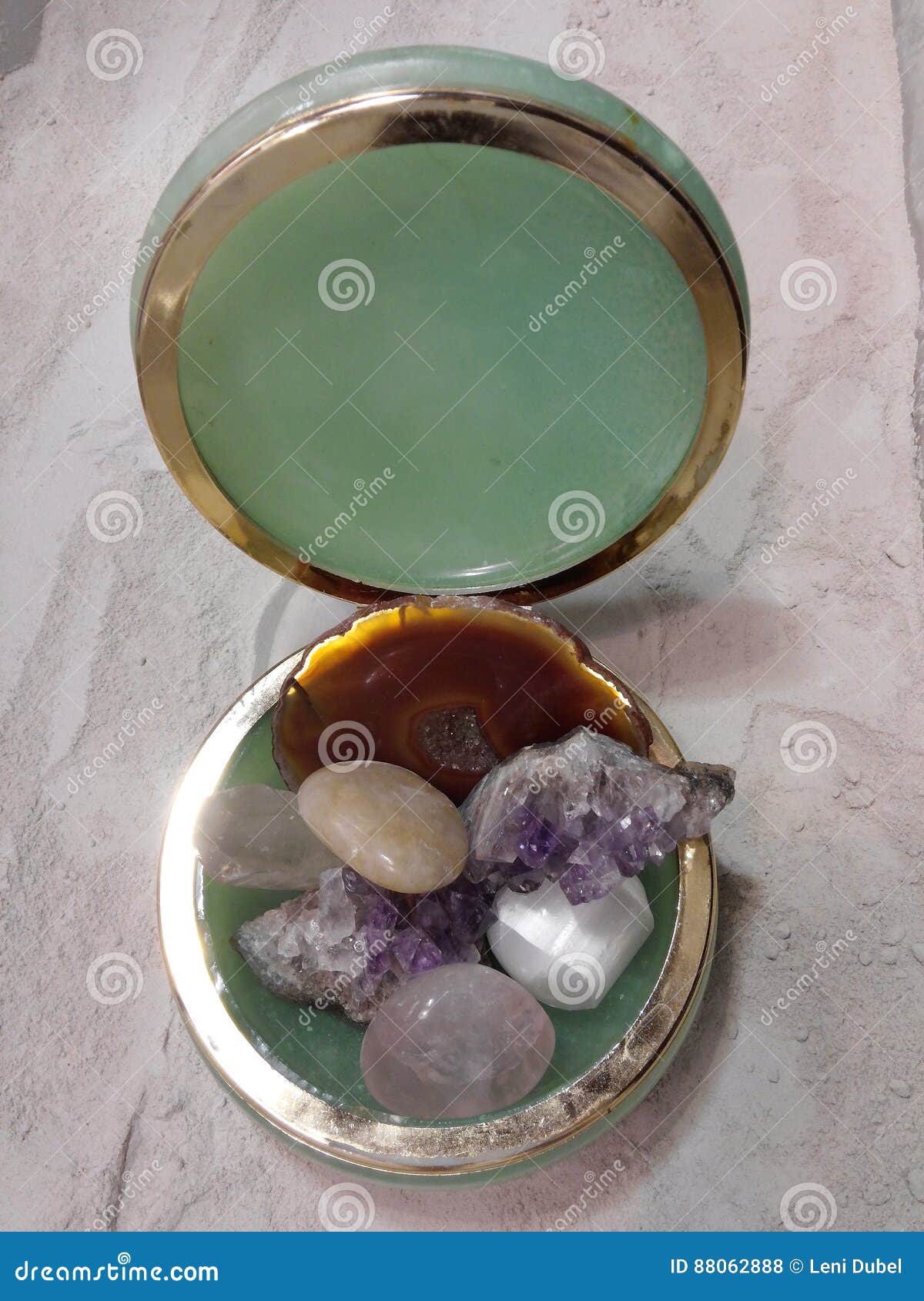 Jade Jar of Crystals stock photo. Image of filled, jade - 88062888