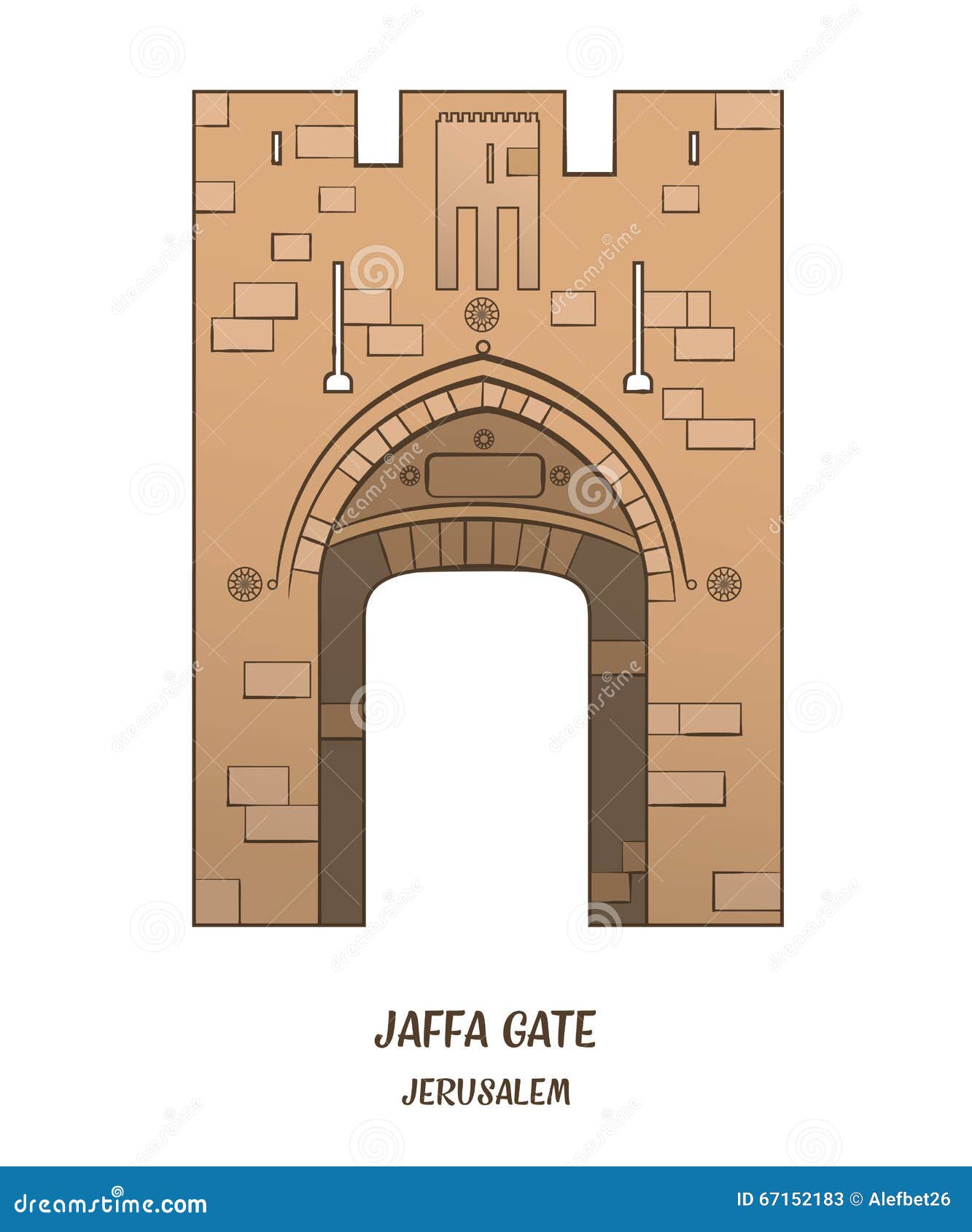 Jaffa Gate in Jerusalem stock vector. Illustration of hebrew - 67152183