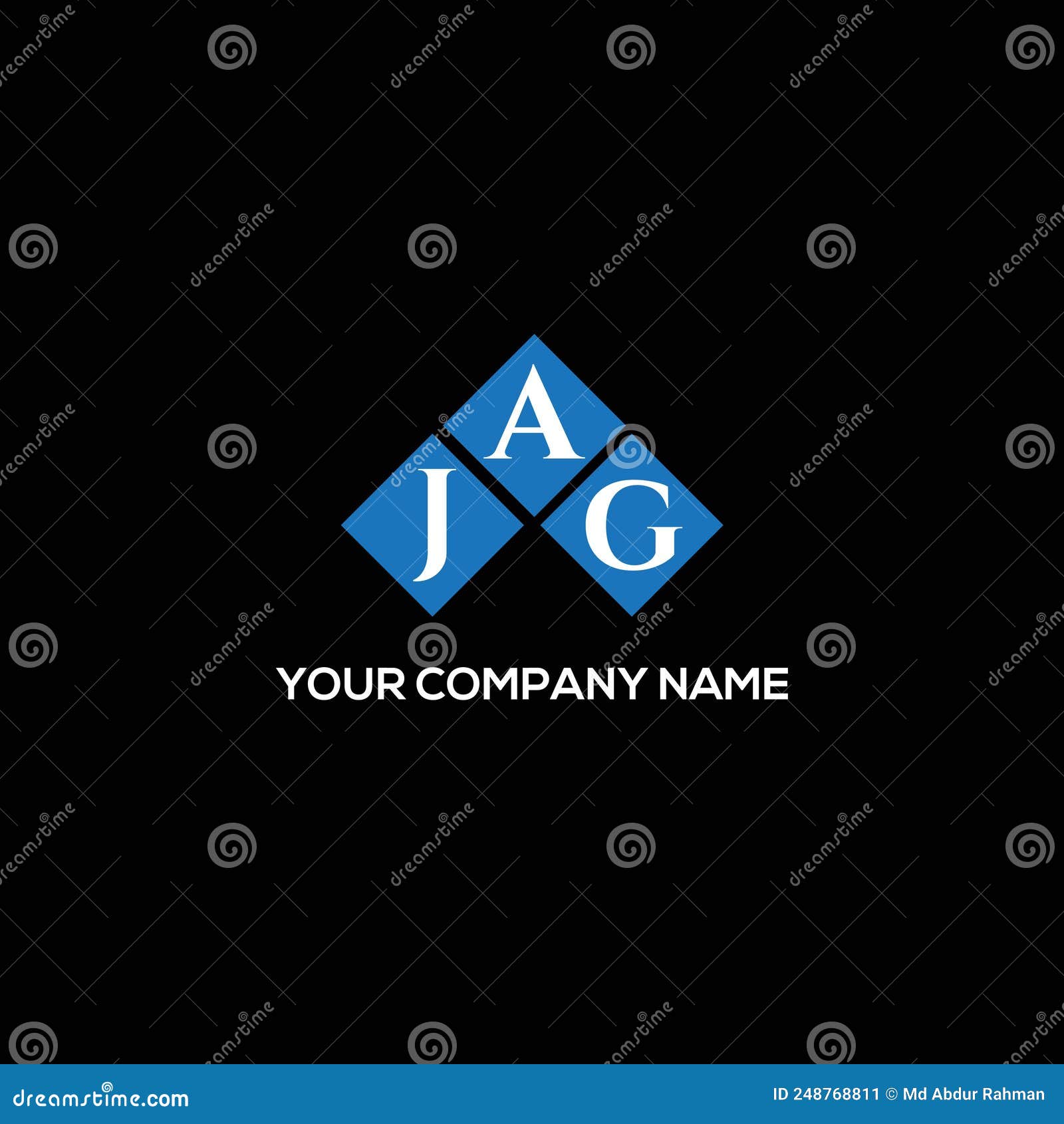 JAG Letter Logo Design on BLACK Background. JAG Creative Initials ...