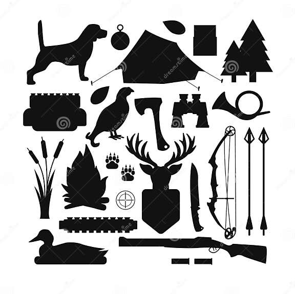 Jagdsymbol-Vektorsatz vektor abbildung. Illustration von ente - 80165885