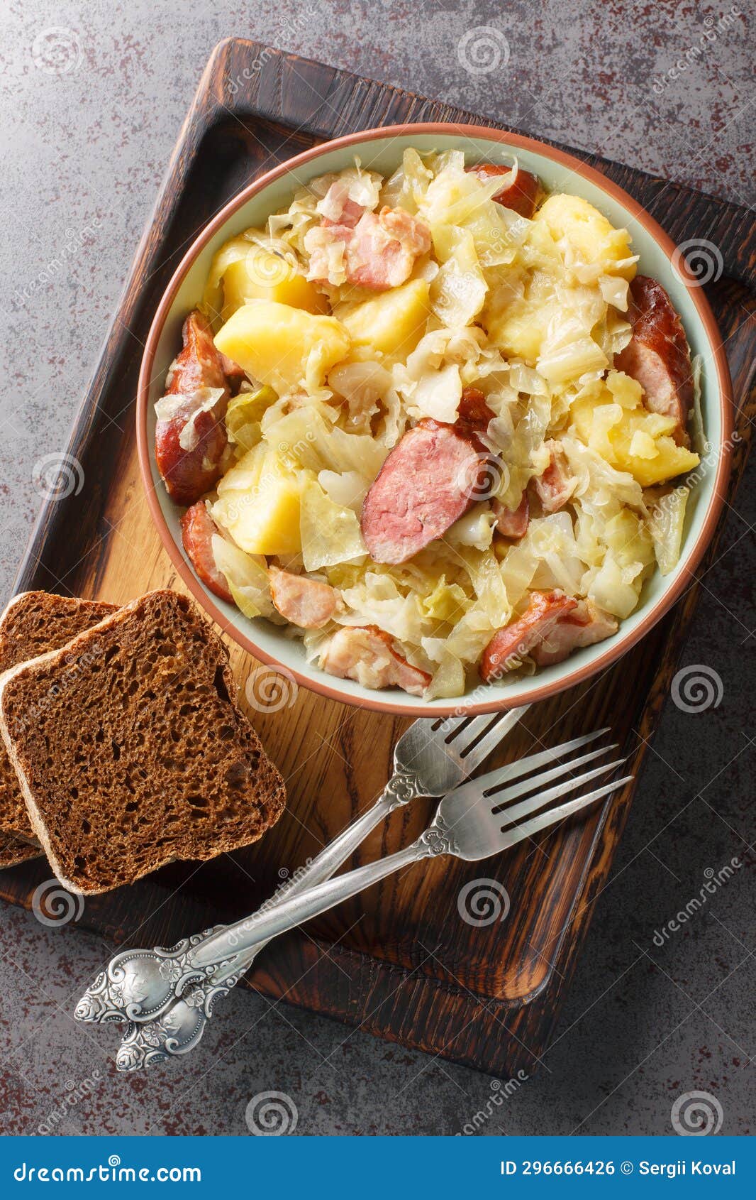 Jagerkohl German Hunter Cabbage Stew Close-up in a Bowl. Vertical Top ...