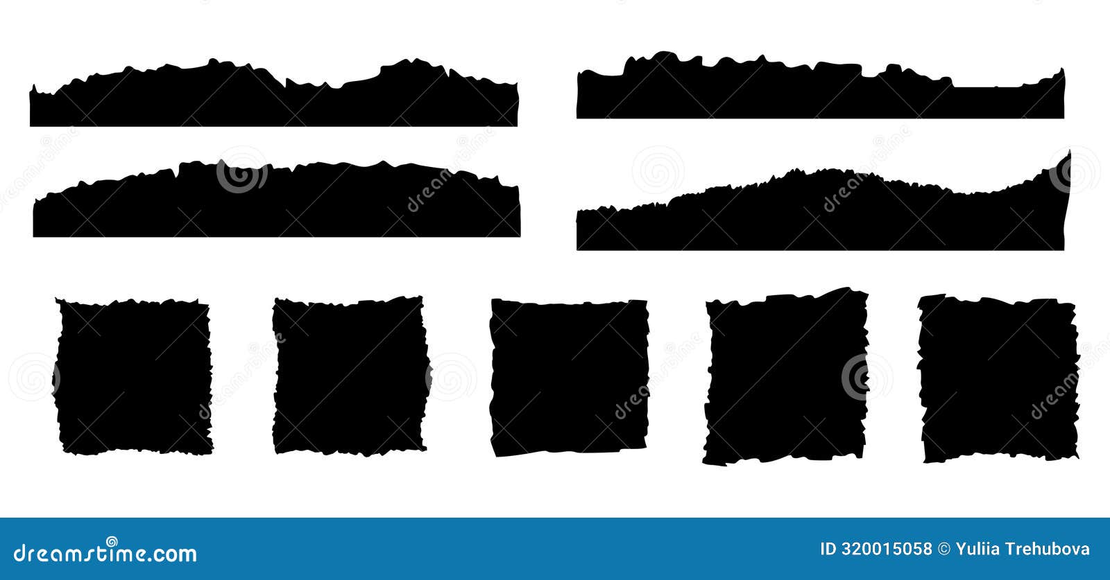 Jagged Edge Rectangle Shapes, Frames. Torn Paper Cut Piece Collection ...