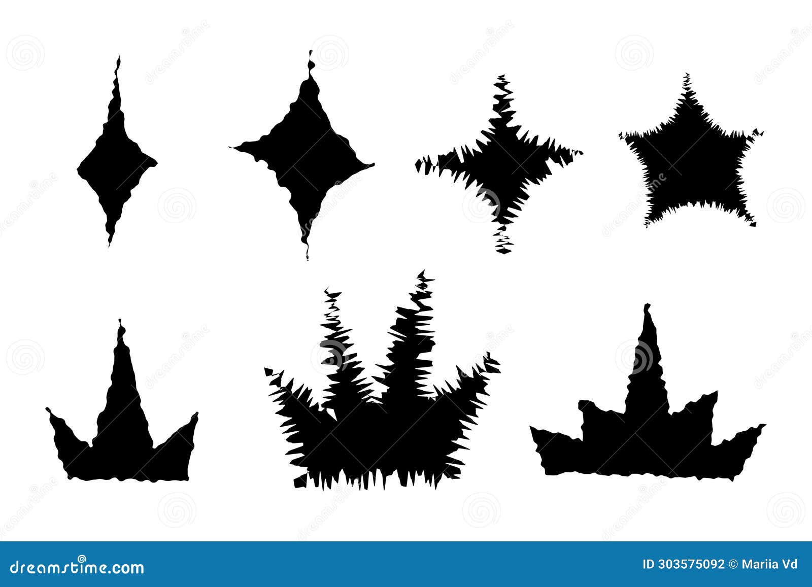 Jagged Edge Star and Crown Paper Frame Vector. Torn and Rip Grunge Cut ...