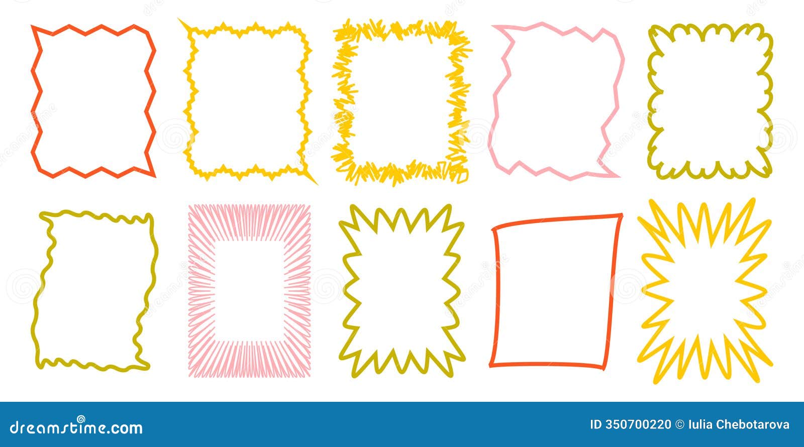 Jagged Line Rectangle Form, Line in Yellow, Red Color Vector Stock ...