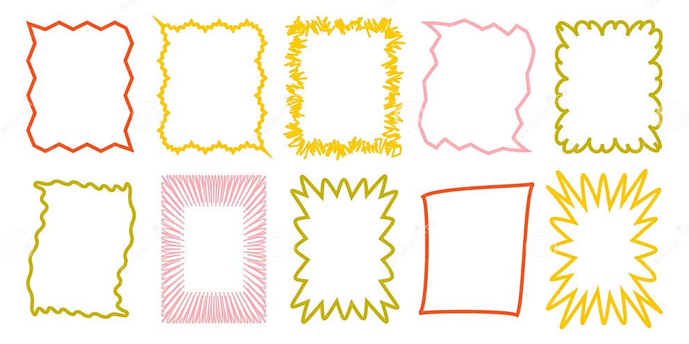 Jagged Line Rectangle Form, Line in Yellow, Red Color Vector Stock ...