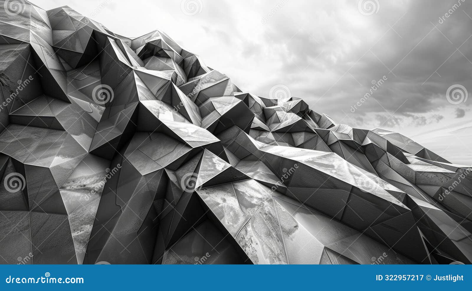 The Jagged Lines of a Geometric Volcano Biting into the Sky Stock Image ...