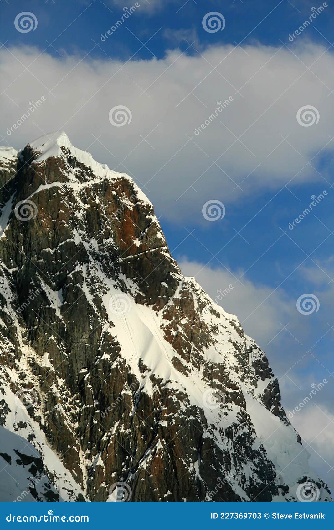 Jagged Peak with Hanging Snowfields Stock Image - Image of jagged ...
