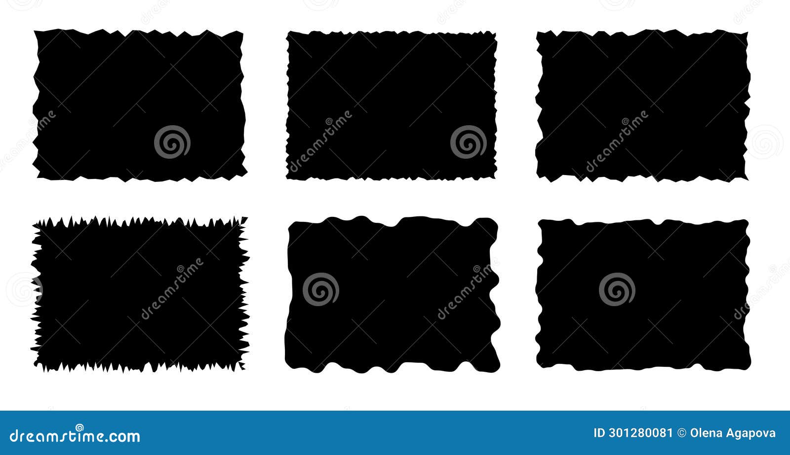 Jagged Rectangle. Black Simple Shape. Rectangle Paper Template Jagged ...