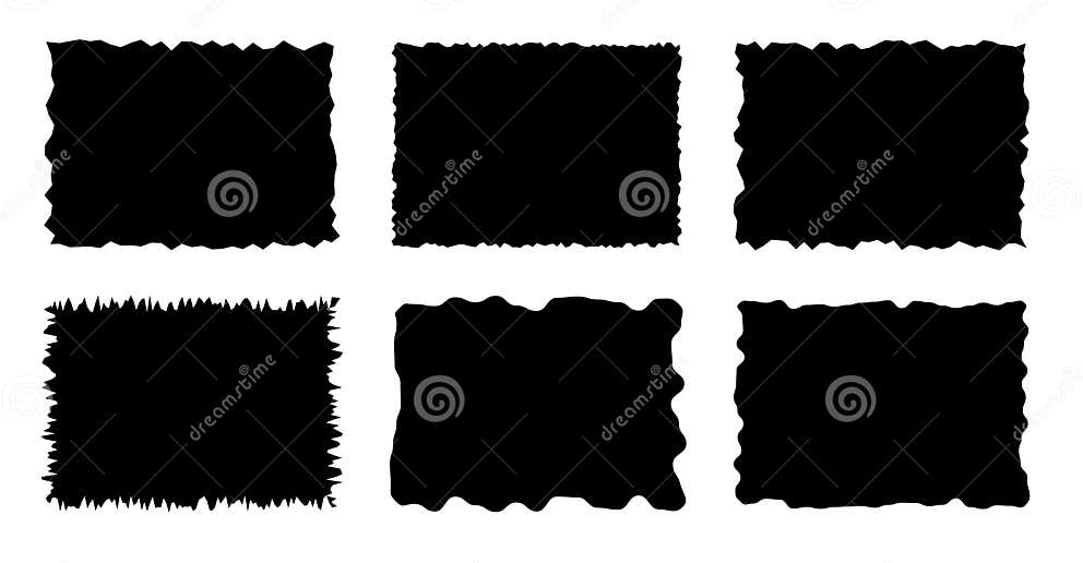 Jagged Rectangle. Black Simple Shape. Rectangle Paper Template Jagged ...