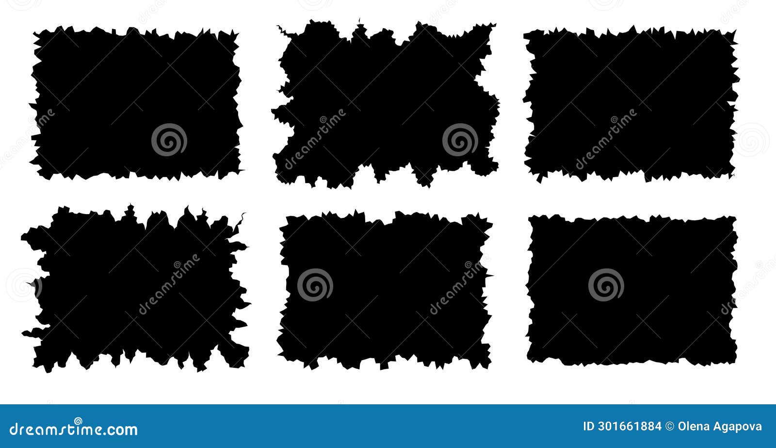 Jagged Rectangle. Black Simple Shape. Rectangle Paper Template Jagged ...